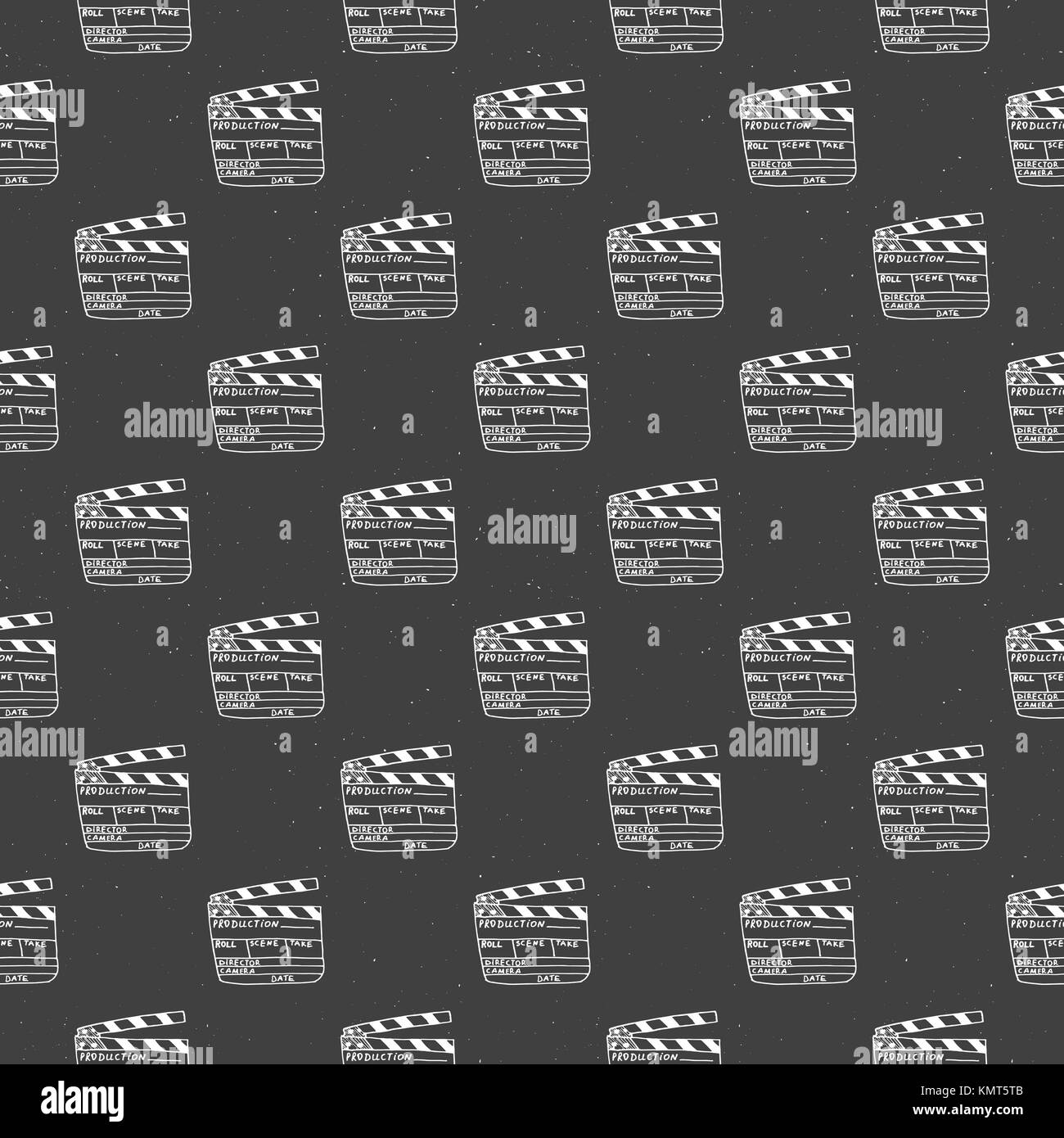 Clapperboard seamless pattern, vintage handdrawn sketch, retro movie ...