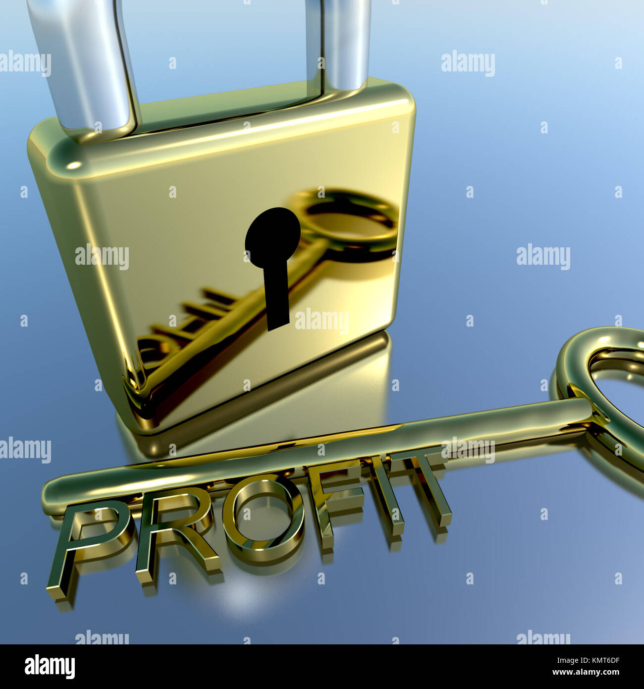 Padlock With Profit Key Showing Growth Earnings And Revenues Stock ...