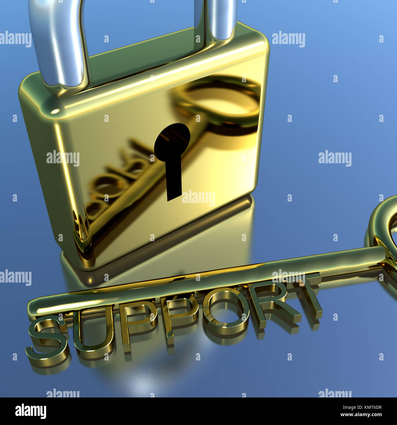 Padlock With Support Key Showing Advice Help Or Information Stock Photo ...