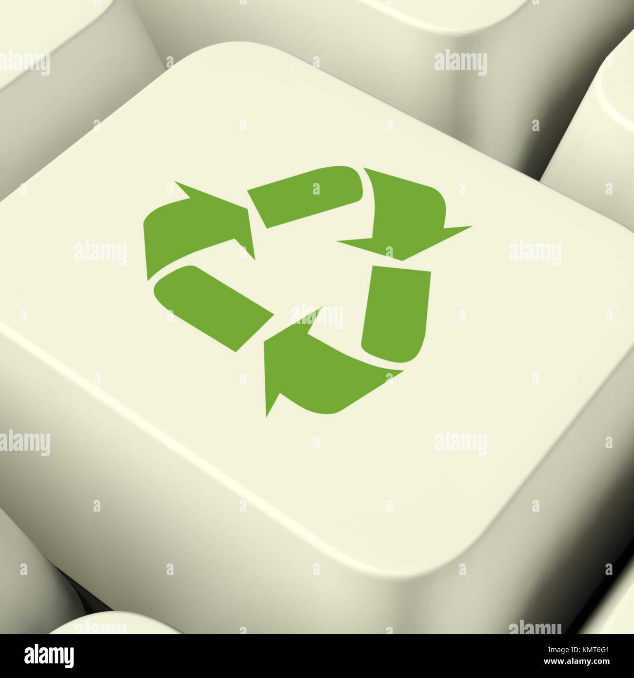 Recycle Icon Computer Key In Green Showing Recycling And Eco ...