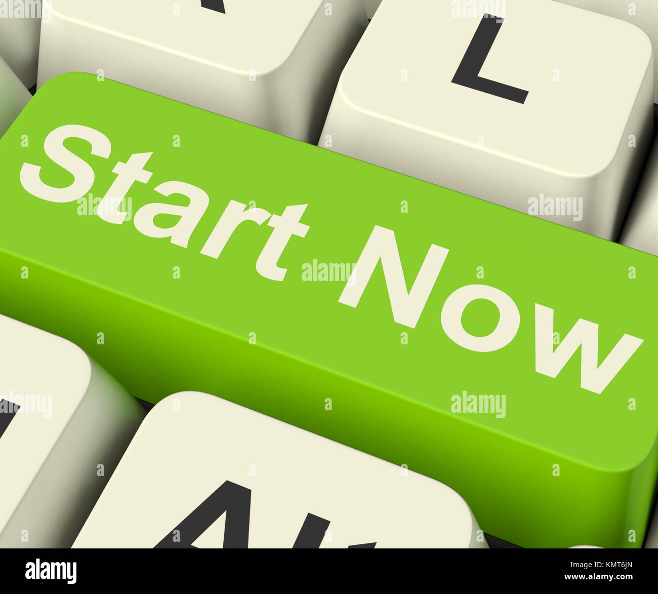 Start Now Key Meaning To Commence Immediately With Internet Stock Photo ...