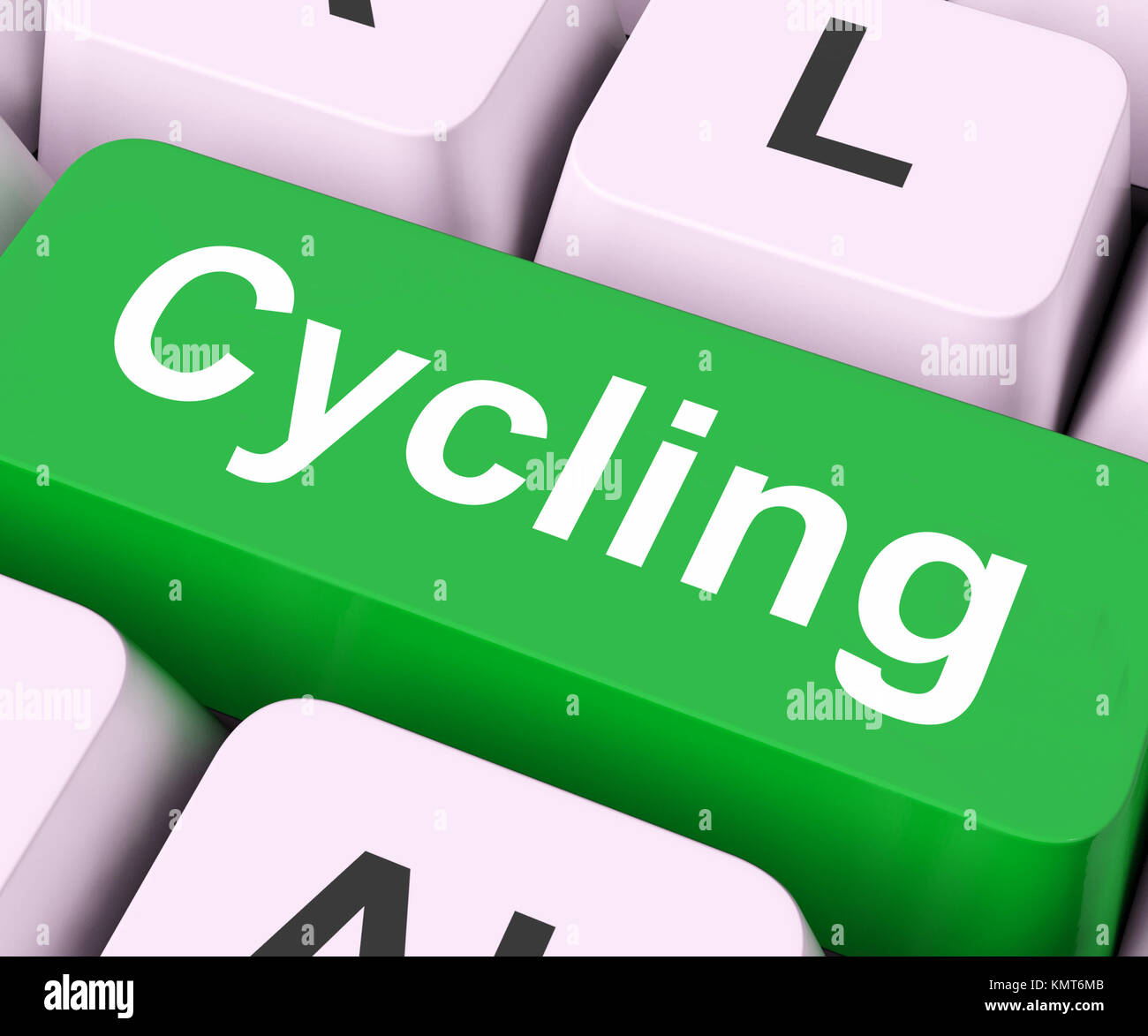 Cycling Key On Keyboard Meaning Bicycling Or Motorcycling Stock Photo ...