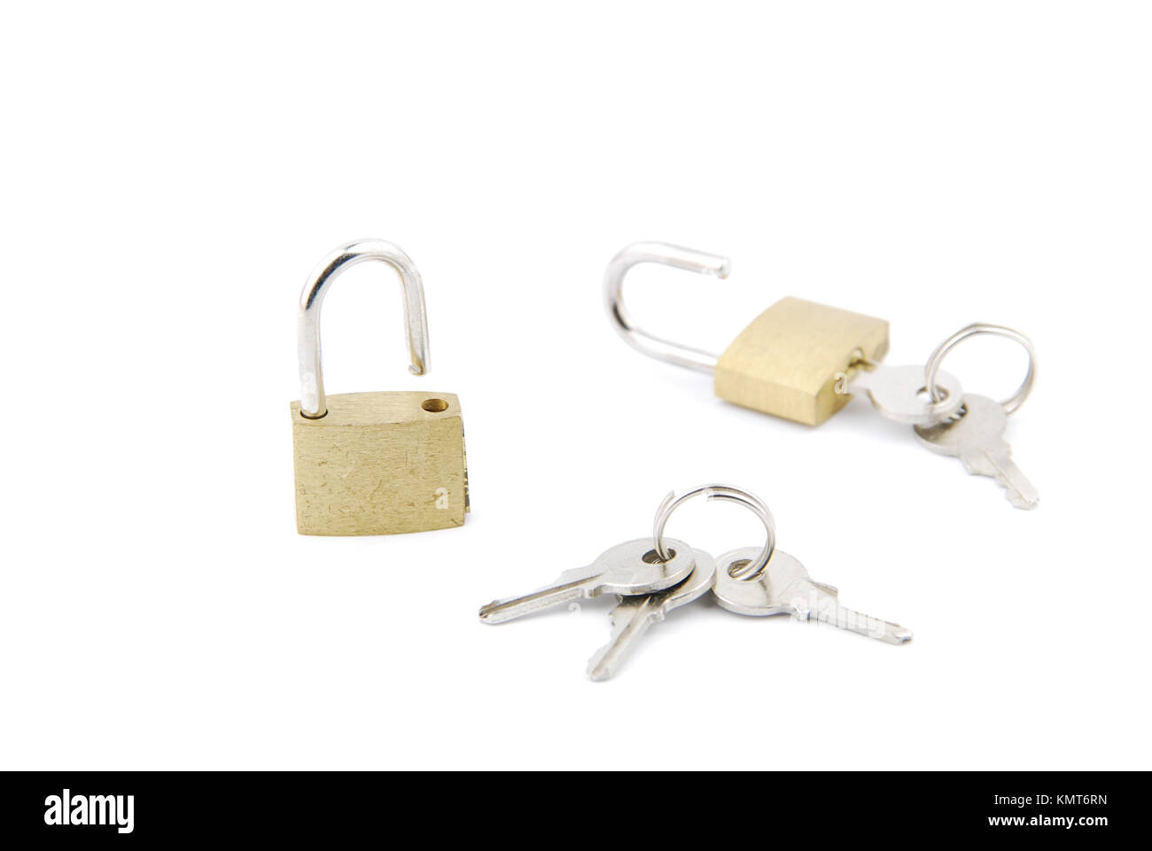 two open padlock with keys isolated on white background Stock Photo - Alamy