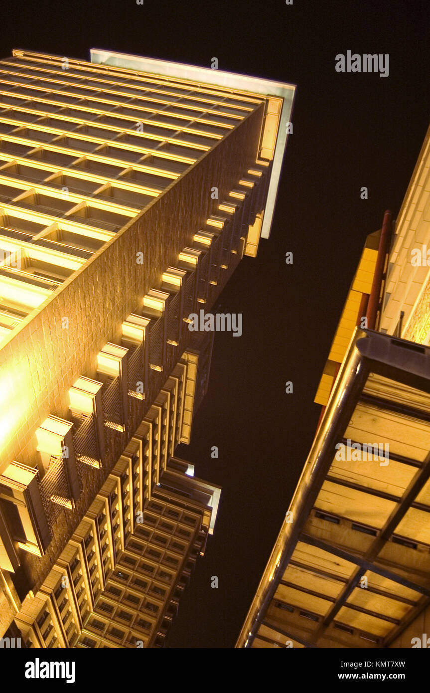 High-rise buildings illuminated at night. Beijing. China Stock Photo ...