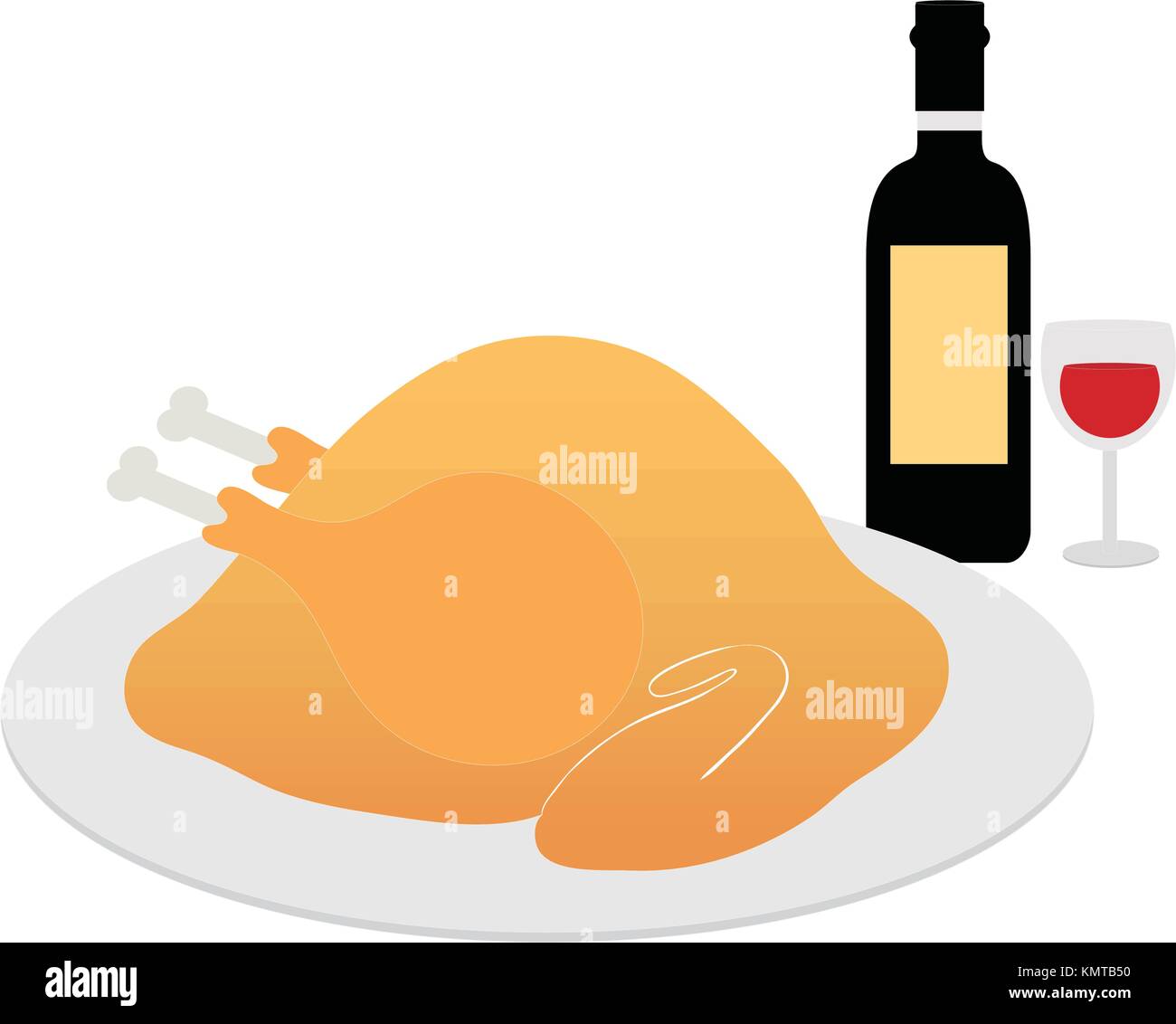 Roasted turkey with wine Stock Vector Images - Alamy