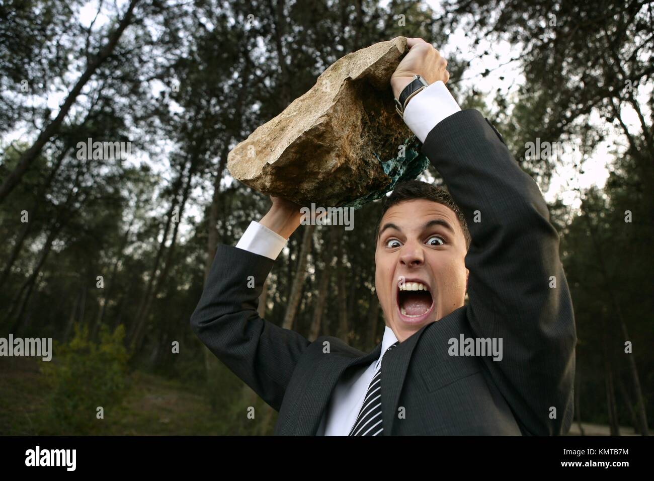 Angry bald man open head hi-res stock photography and images - Alamy