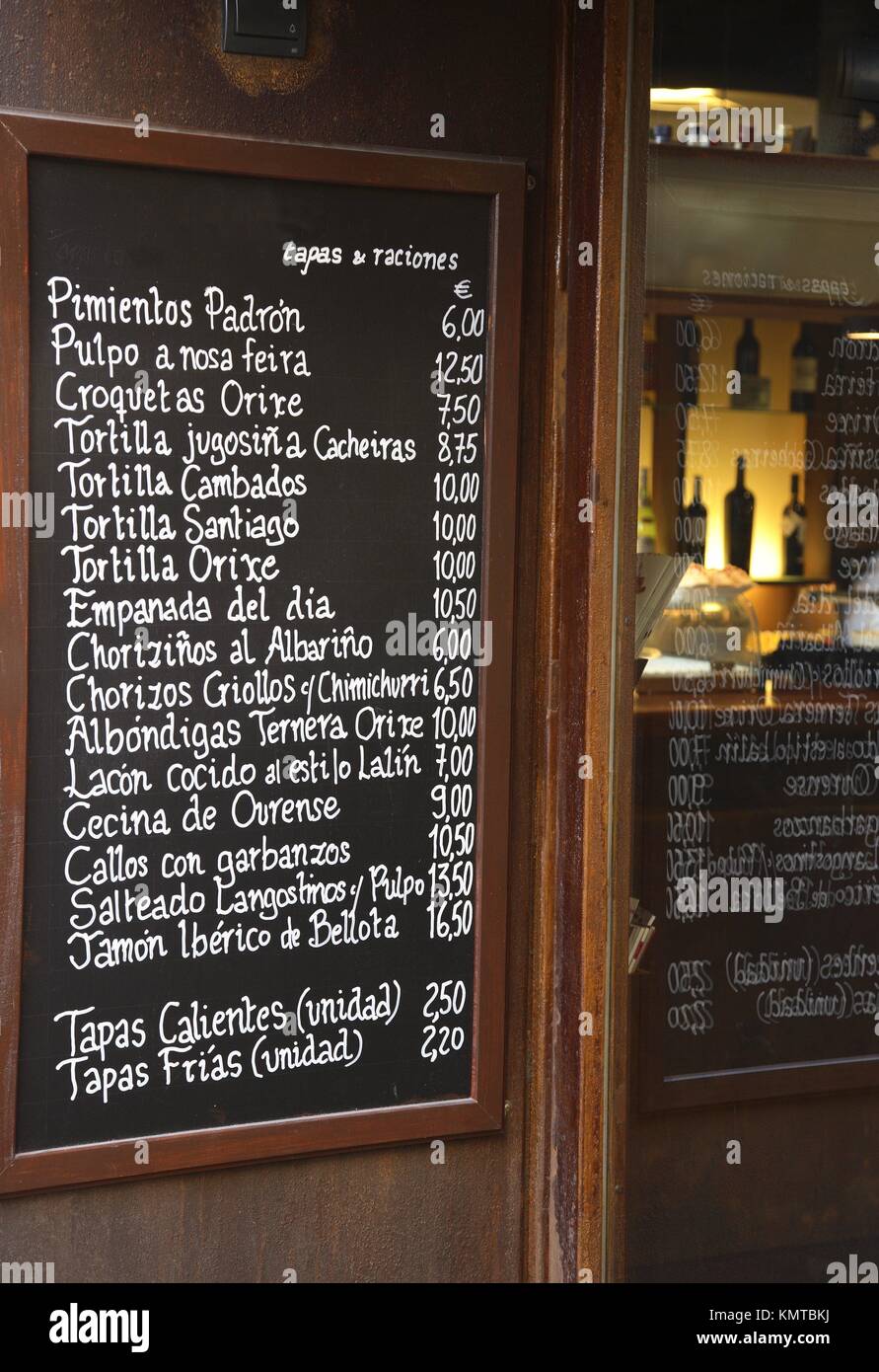 Spanish Menu at Bar Stock Photo - Alamy