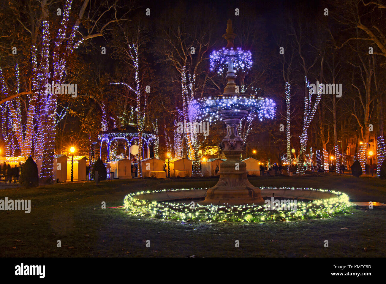 Zrinjevac park decorated by Christmas lights as part of Advent in ...