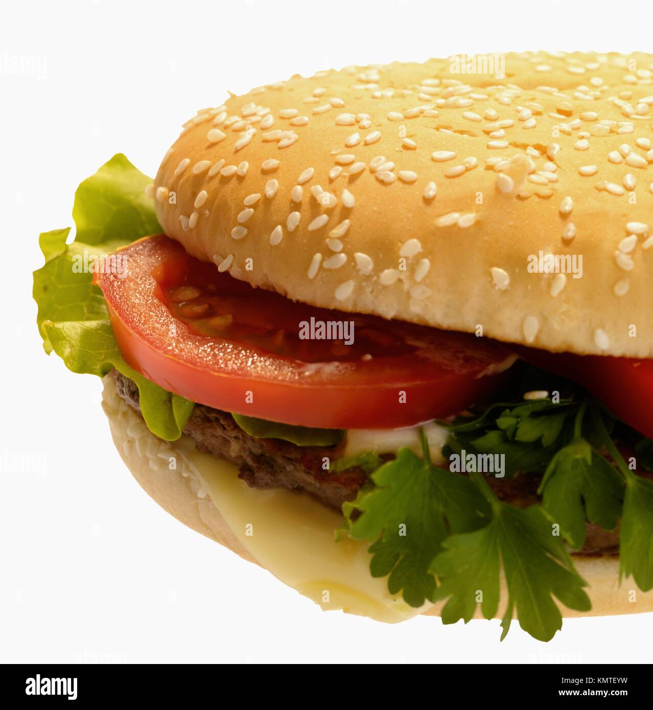 hamburger with vegetables isolated with clipping path Stock Photo - Alamy
