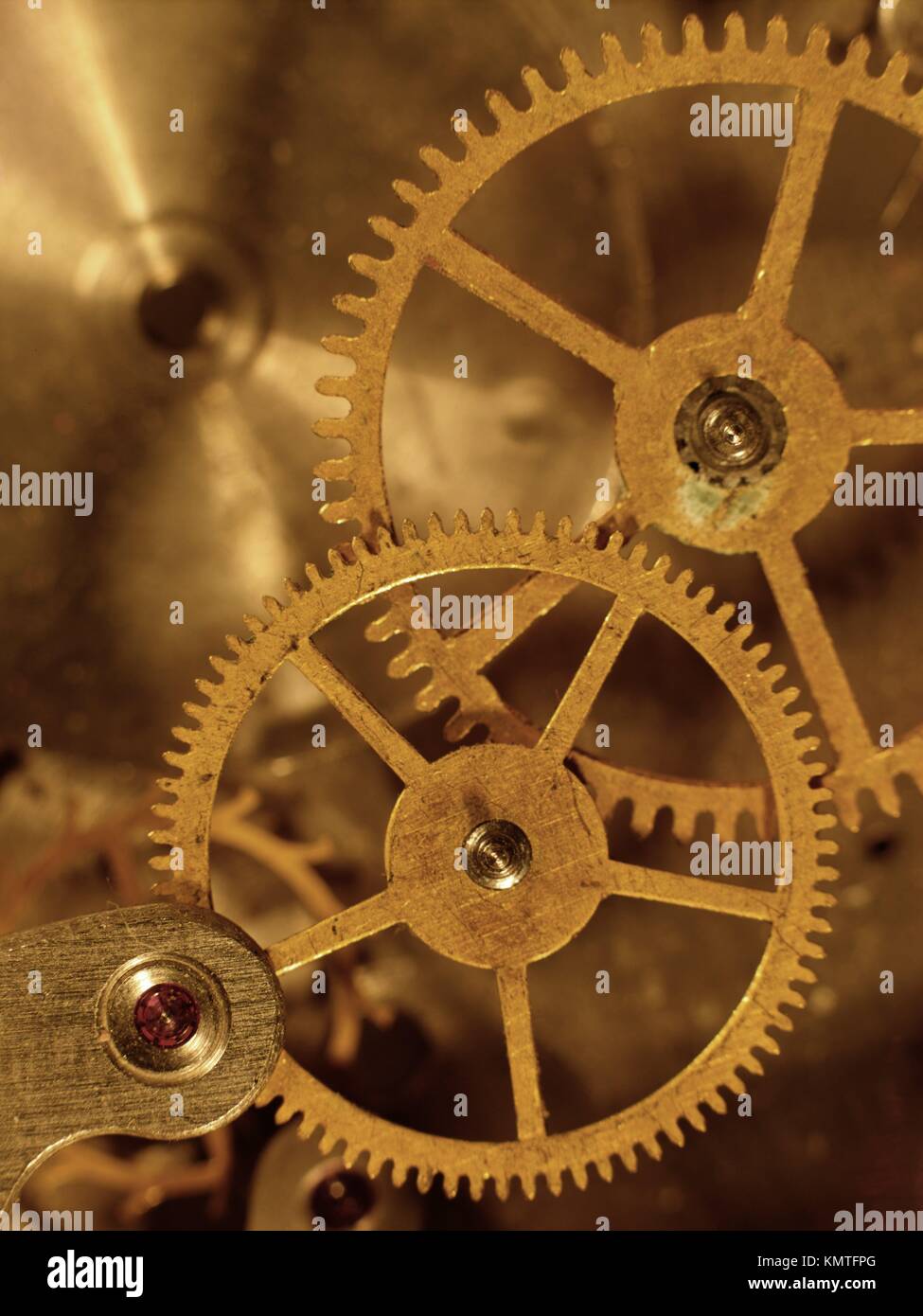 Closeup view of the old mechanism Abstract techno background Stock ...