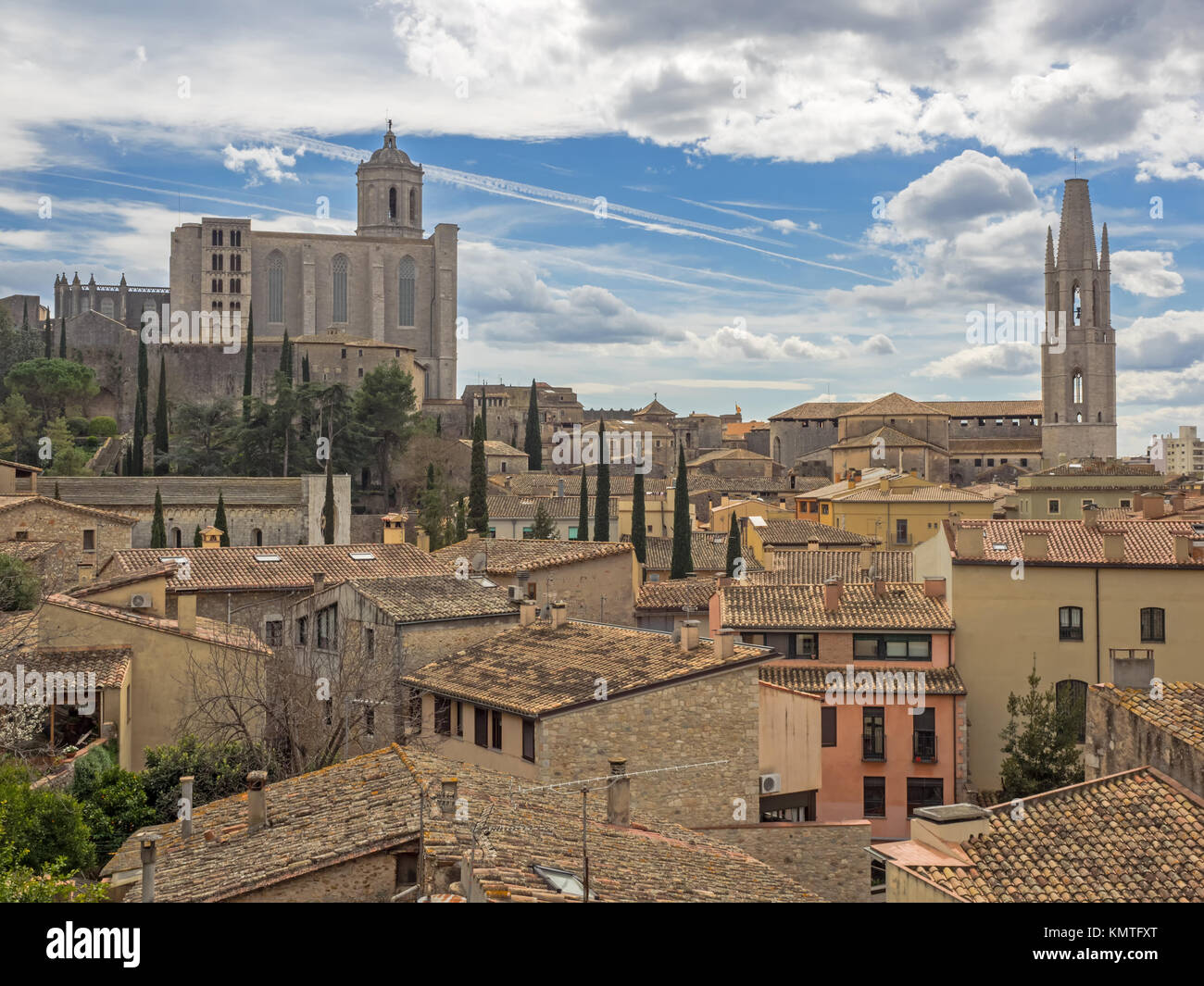Aerial view of the old town of Girona, Spain Stock Photo - Alamy