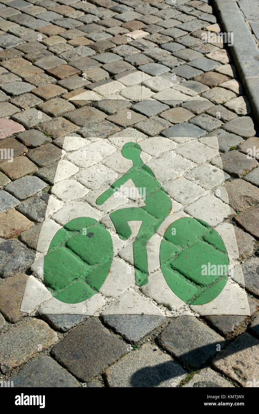 A cycle way on an historic city Stock Photo - Alamy