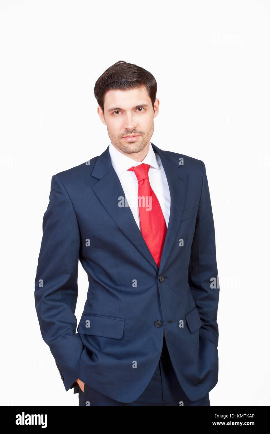 portrait handsome business executive in suit isolated on white Stock ...