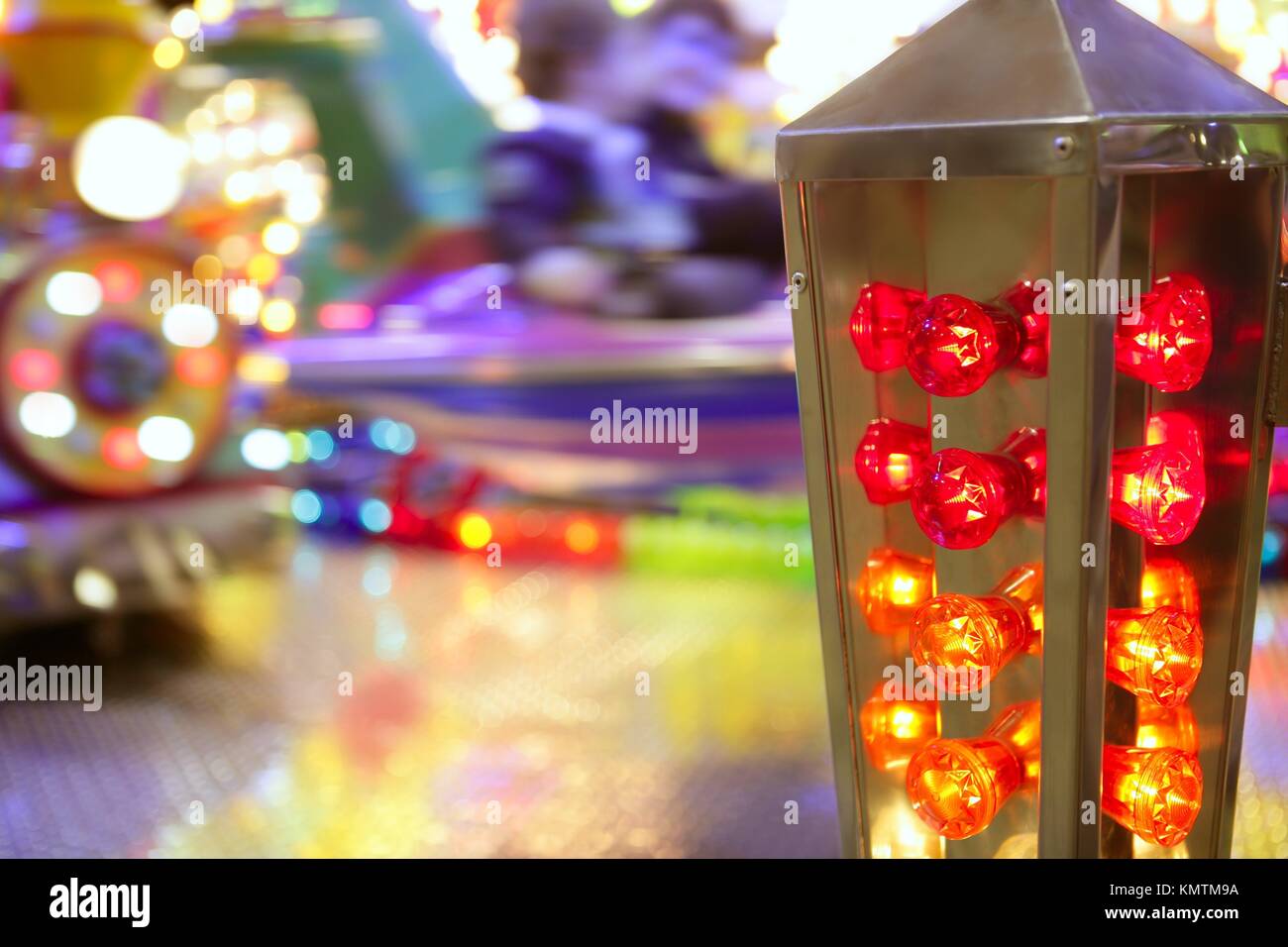 funfair fairground attraction night colorful motion lights Stock Photo ...