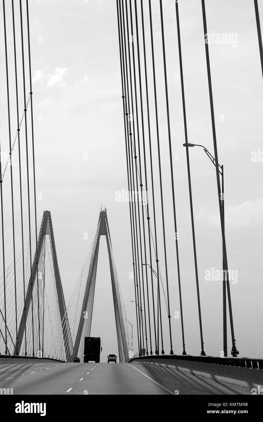 Steel cable suspension bridge Black and White Stock Photos & Images - Alamy