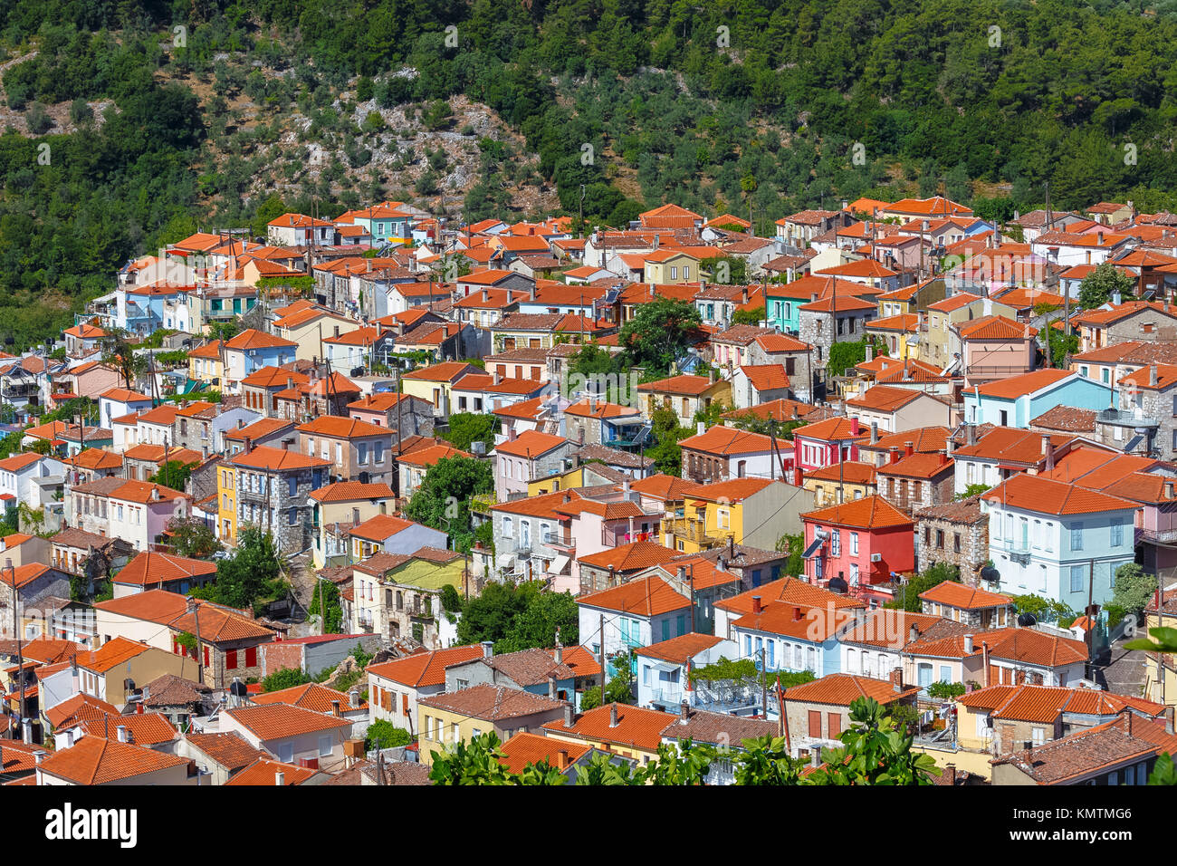 The picturesque village of Agiasos is located at the southern part of ...