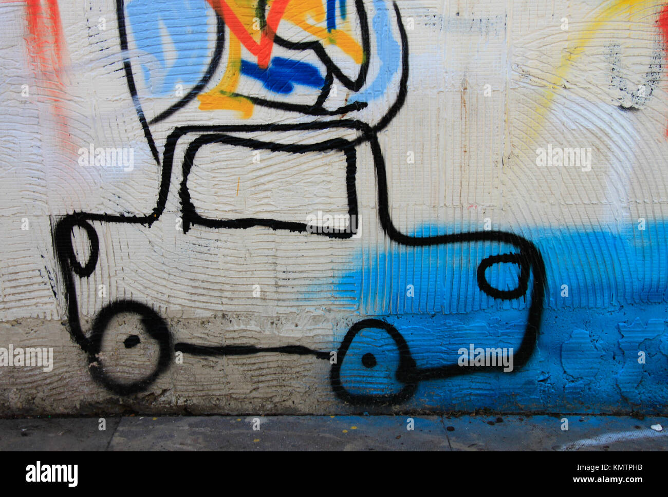 Cartoon car graffiti in underpass/subway Brighton seafront 2017 Stock ...