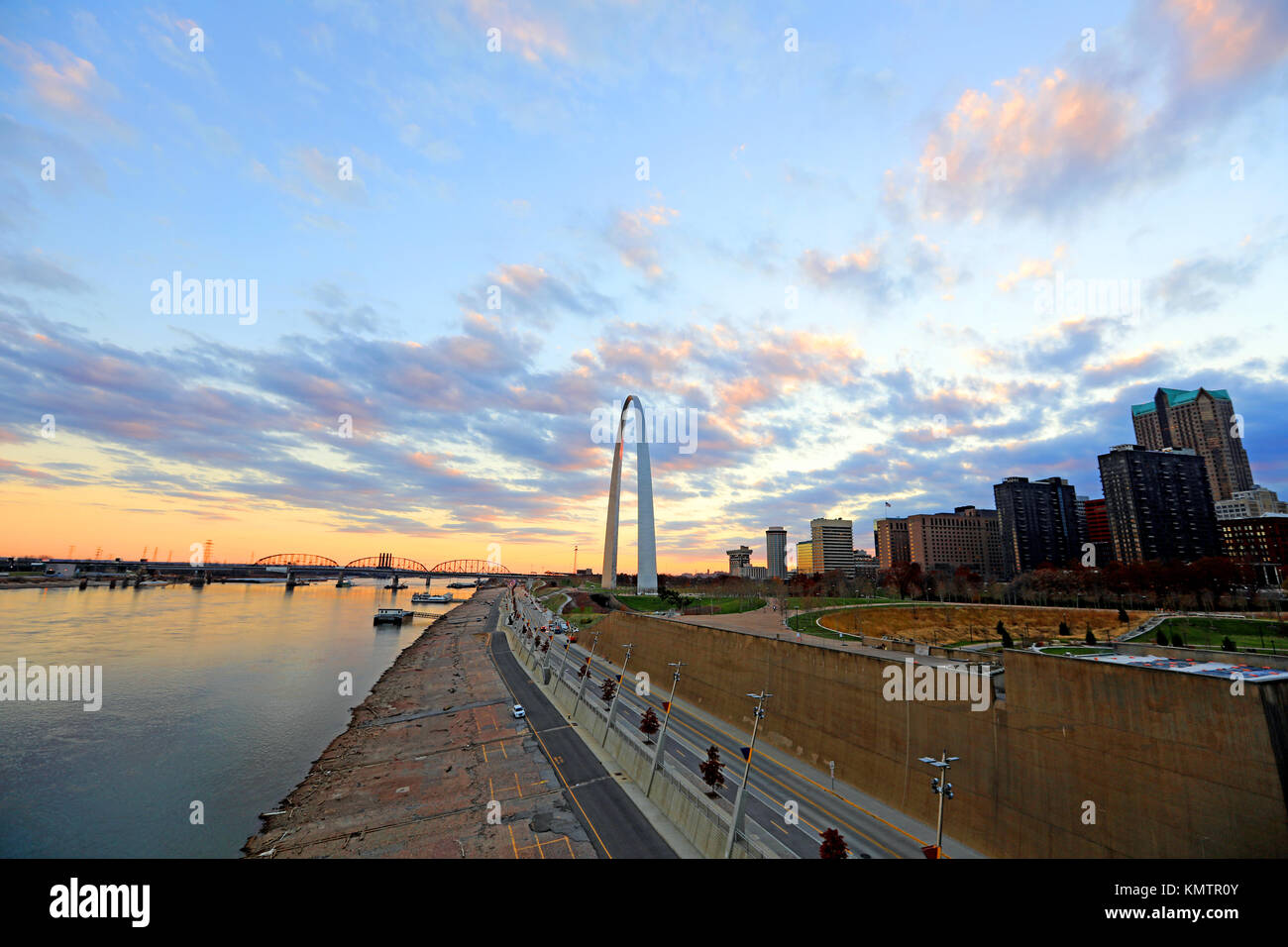 St. Louis, Missouri and the Gateway Arch from Eads Bridge Stock Photo ...