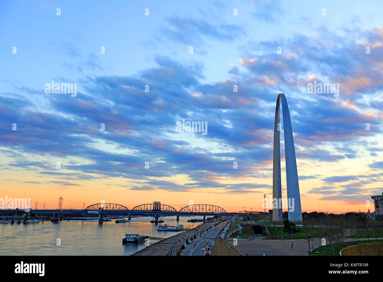 St. Louis, Missouri and the Gateway Arch from Eads Bridge Stock Photo ...