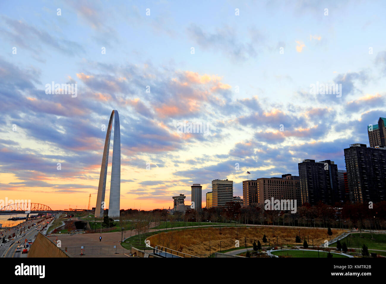 St. Louis, Missouri and the Gateway Arch from Eads Bridge Stock Photo ...