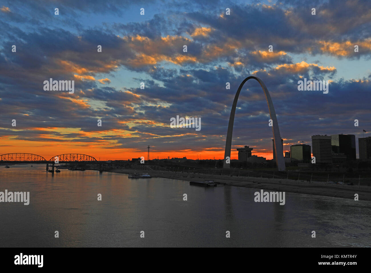St. Louis, Missouri and the Gateway Arch from Eads Bridge Stock Photo ...