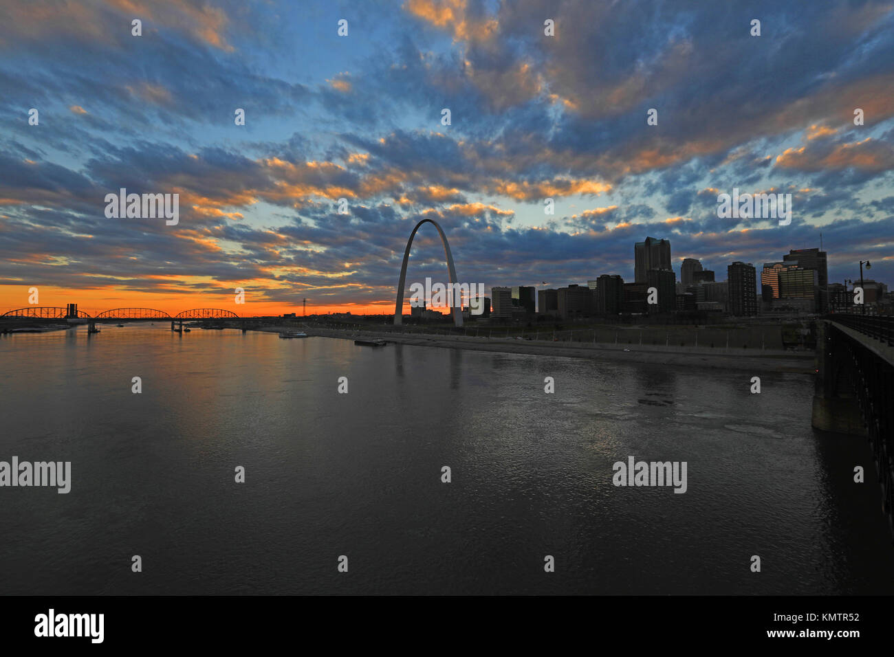 St. Louis, Missouri and the Gateway Arch from Eads Bridge Stock Photo ...