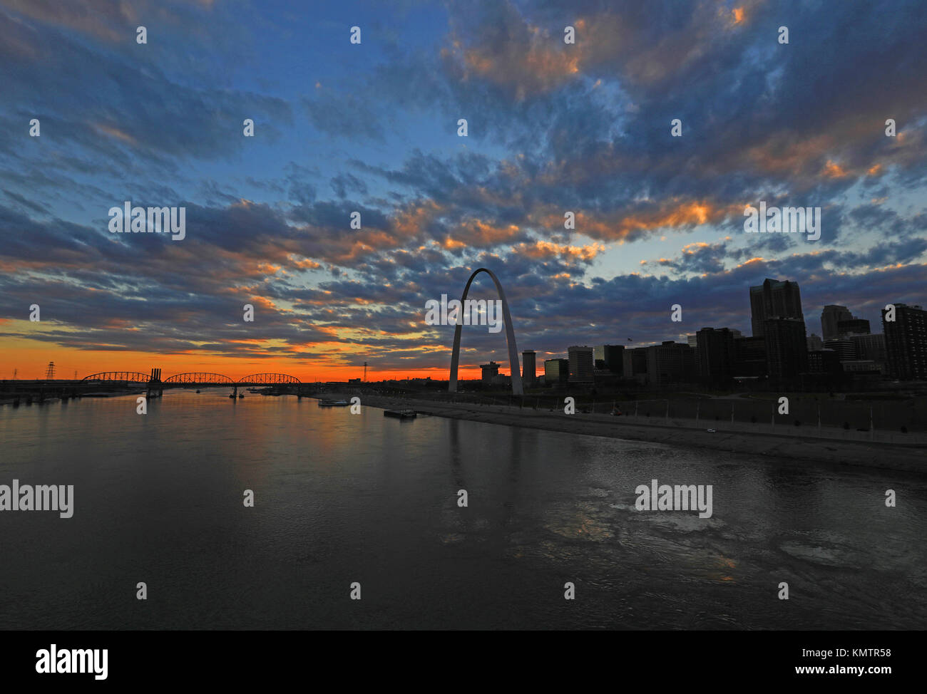 St. Louis, Missouri and the Gateway Arch from Eads Bridge Stock Photo ...