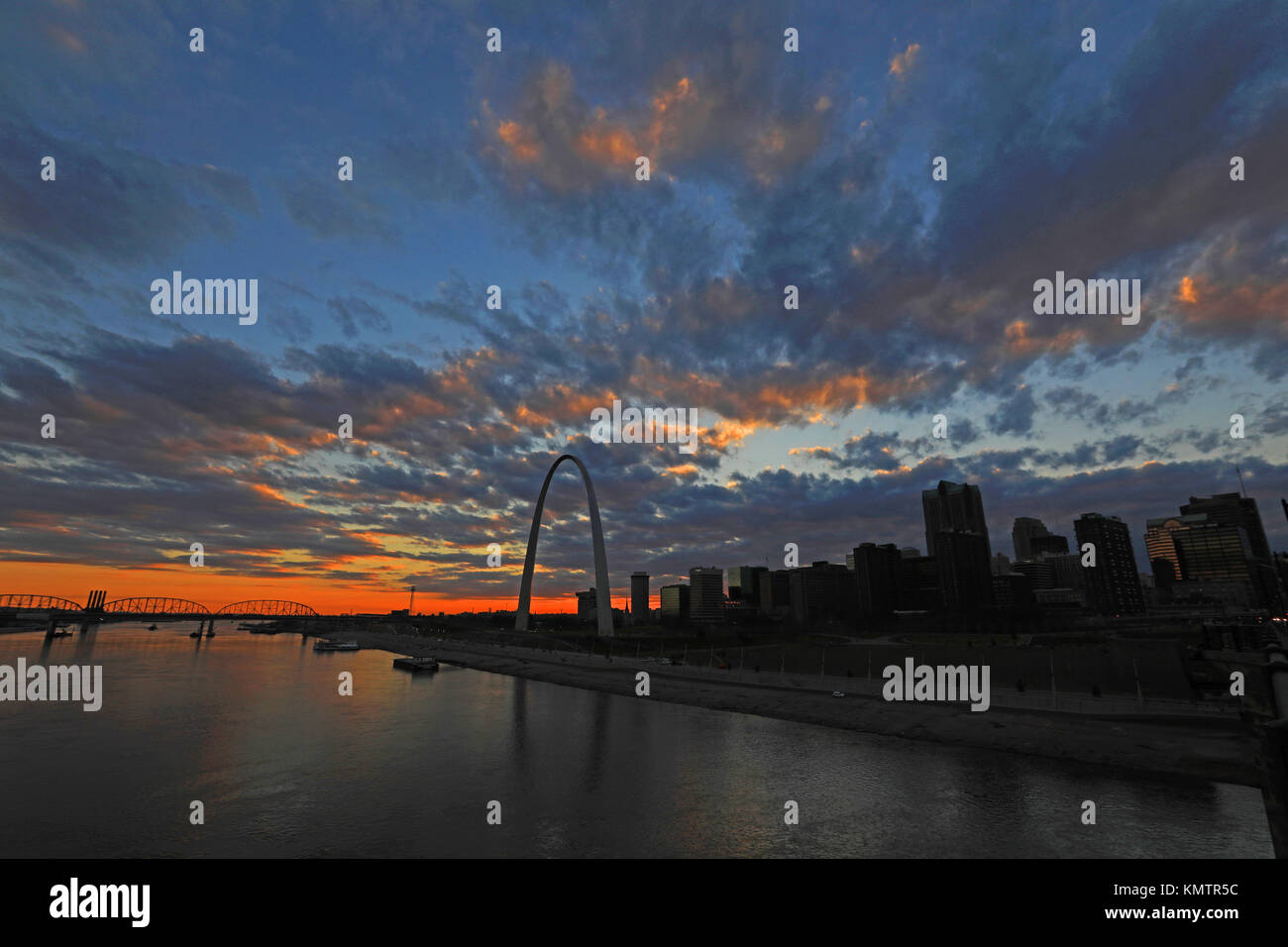 St. Louis, Missouri and the Gateway Arch from Eads Bridge Stock Photo ...
