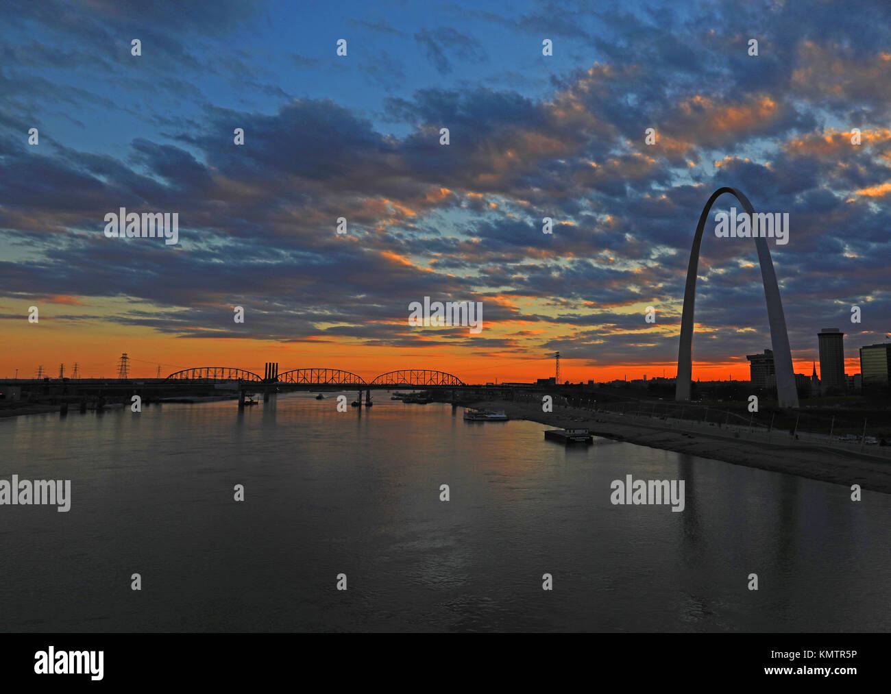 St. Louis, Missouri and the Gateway Arch from Eads Bridge Stock Photo ...