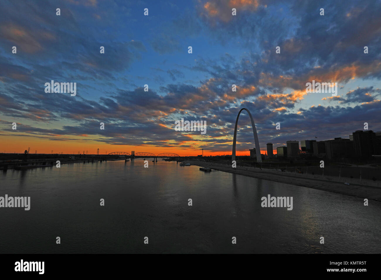 St. Louis, Missouri and the Gateway Arch from Eads Bridge Stock Photo ...