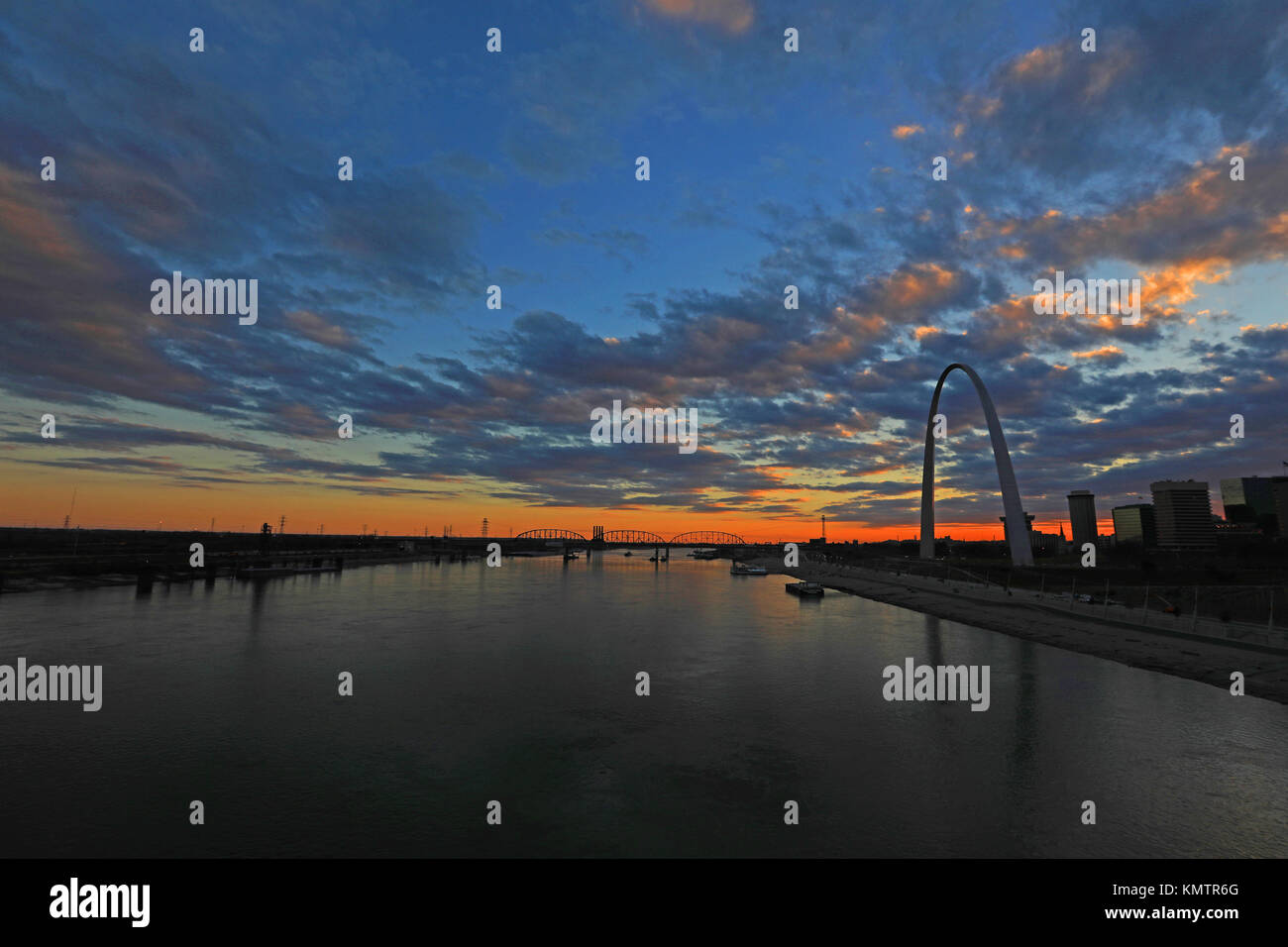 St. Louis, Missouri and the Gateway Arch from Eads Bridge Stock Photo ...