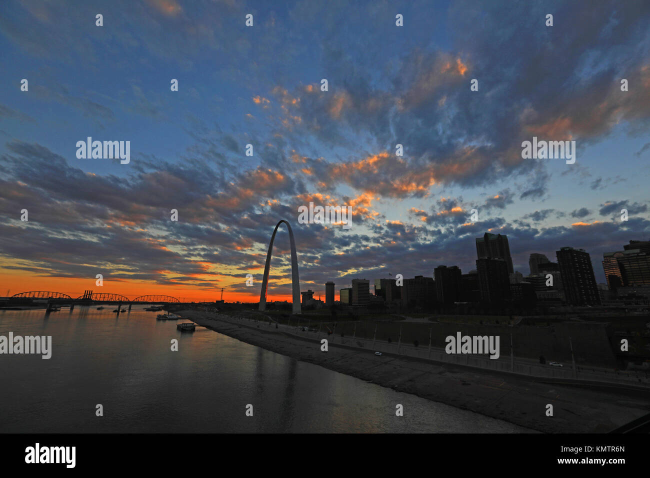 St. Louis, Missouri and the Gateway Arch from Eads Bridge Stock Photo ...