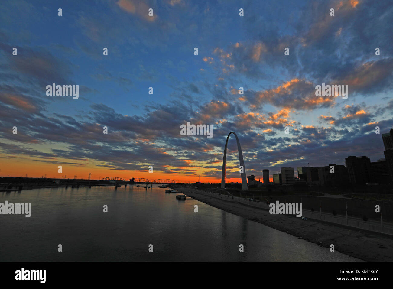 St. Louis, Missouri and the Gateway Arch from Eads Bridge Stock Photo ...