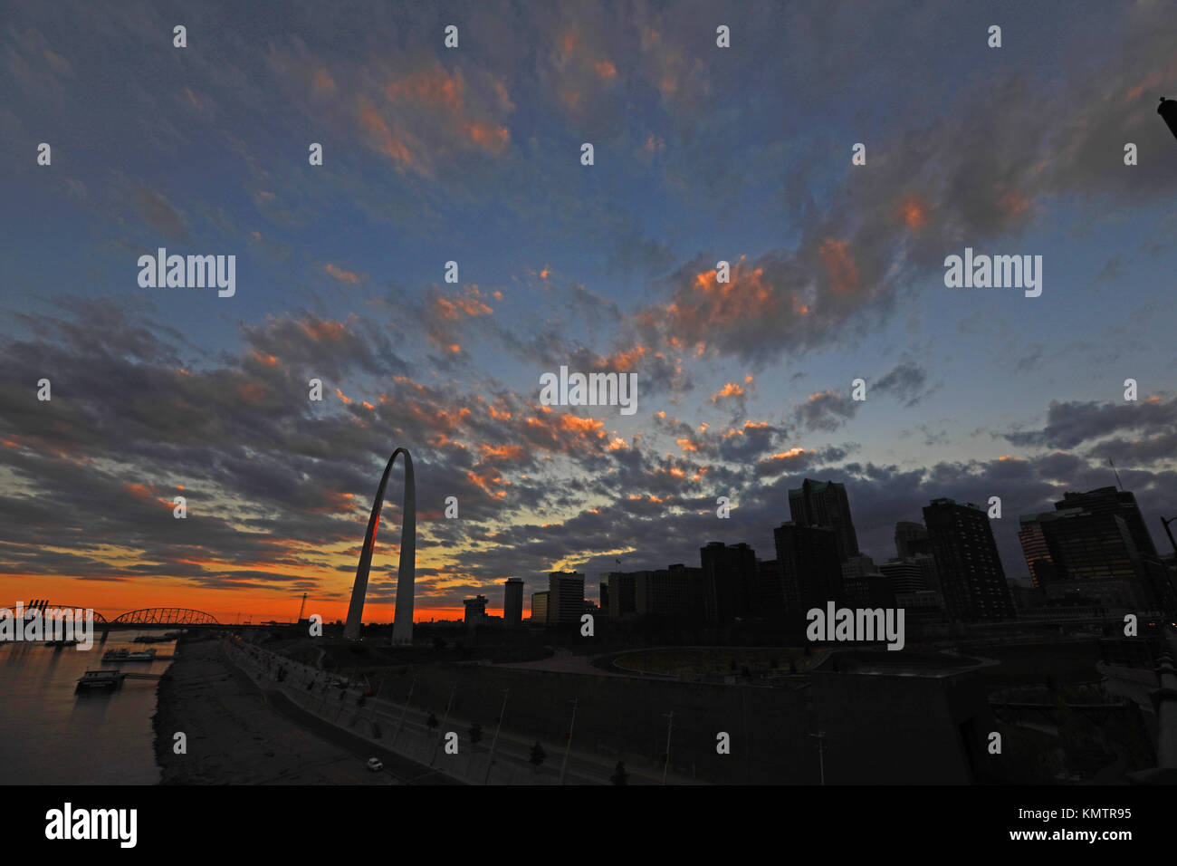 St. Louis, Missouri and the Gateway Arch from Eads Bridge Stock Photo ...