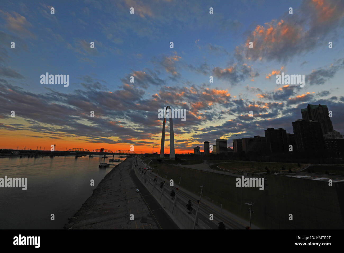 St. Louis, Missouri and the Gateway Arch from Eads Bridge Stock Photo ...