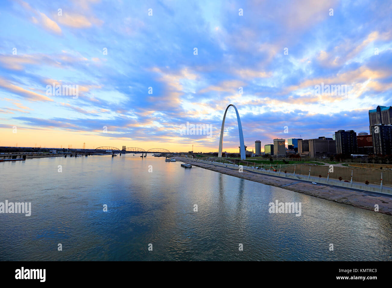 St. Louis, Missouri and the Gateway Arch from Eads Bridge Stock Photo ...