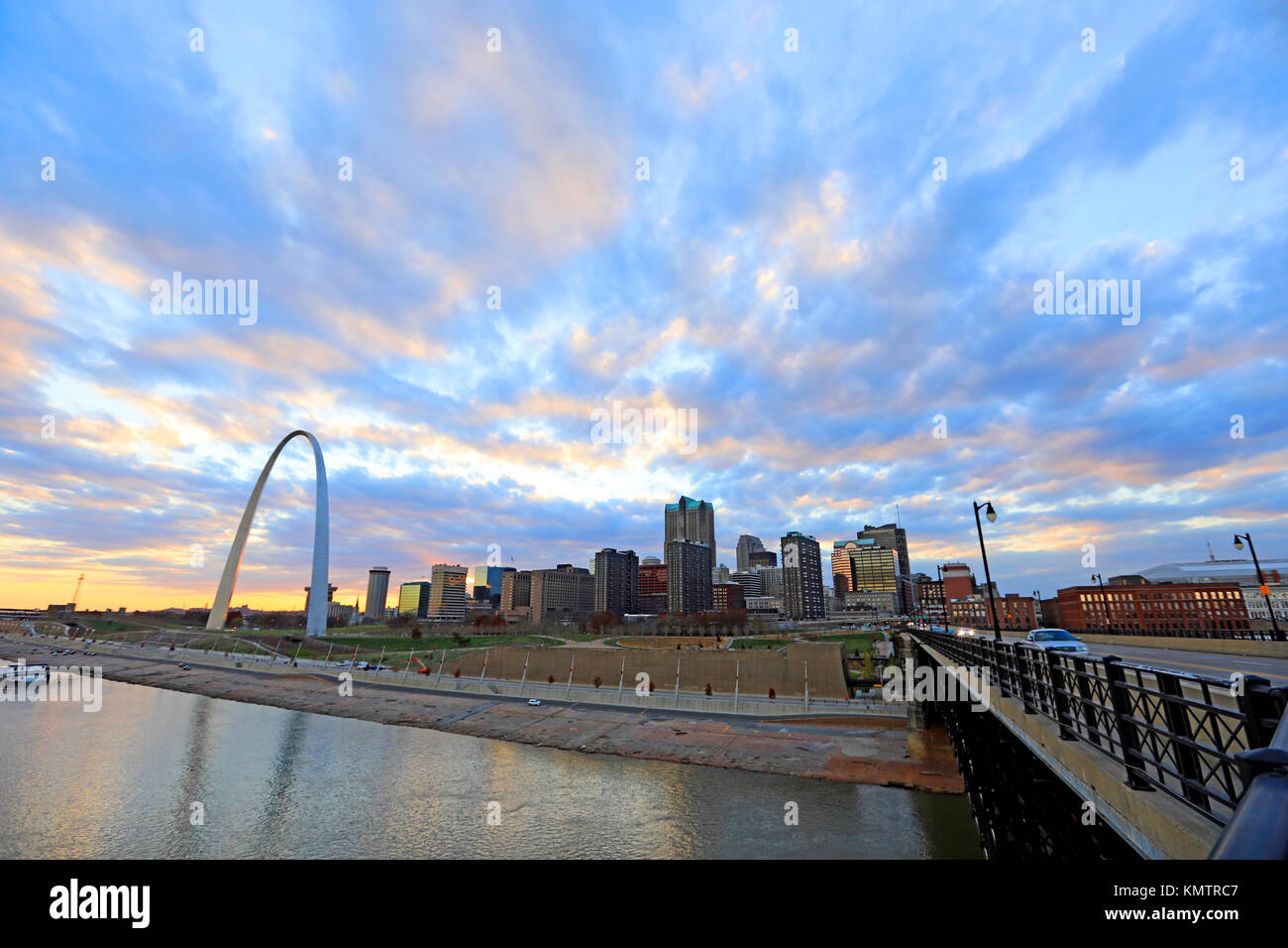 St. Louis, Missouri and the Gateway Arch from Eads Bridge Stock Photo ...