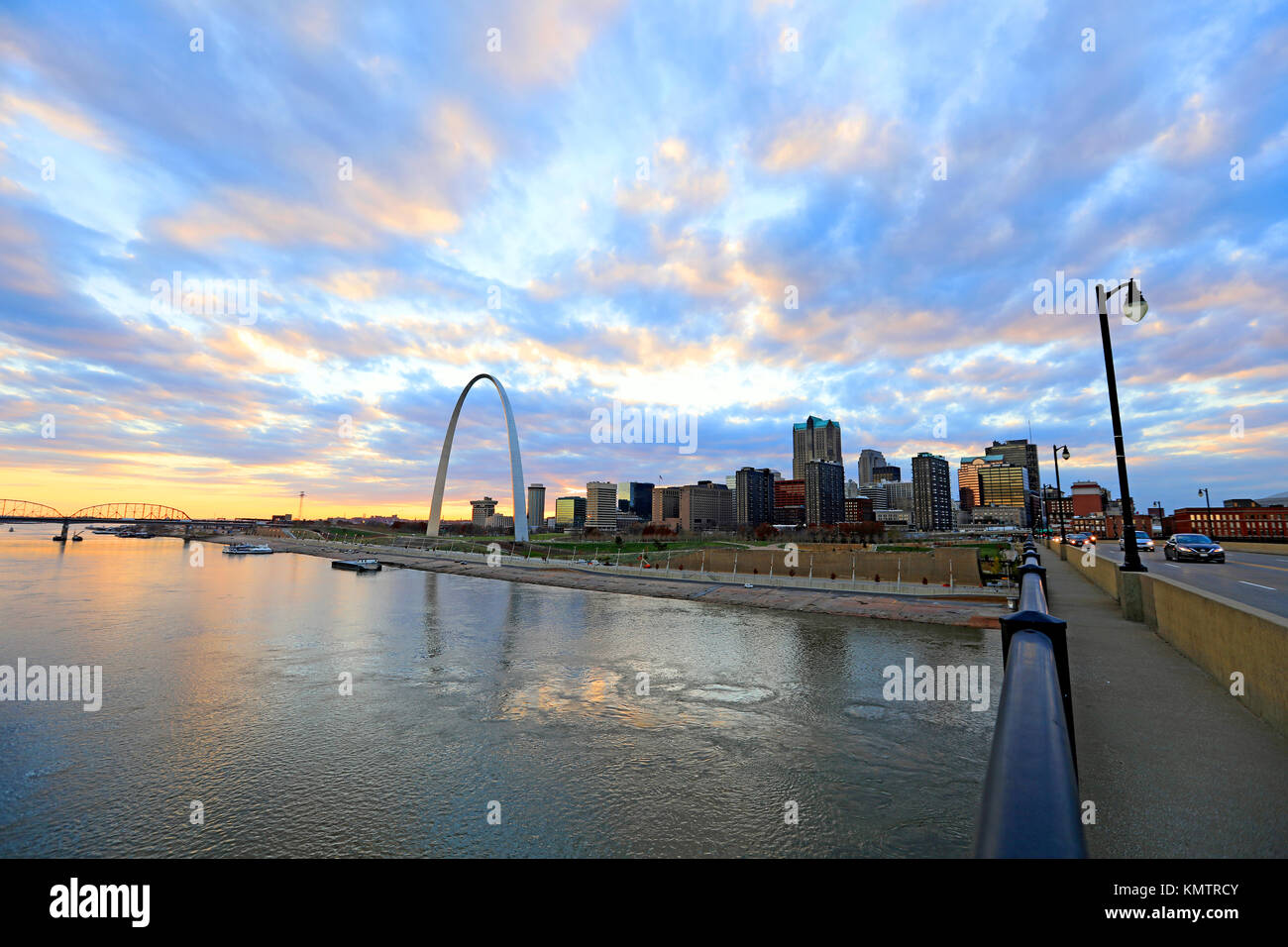 St. Louis, Missouri and the Gateway Arch from Eads Bridge Stock Photo ...