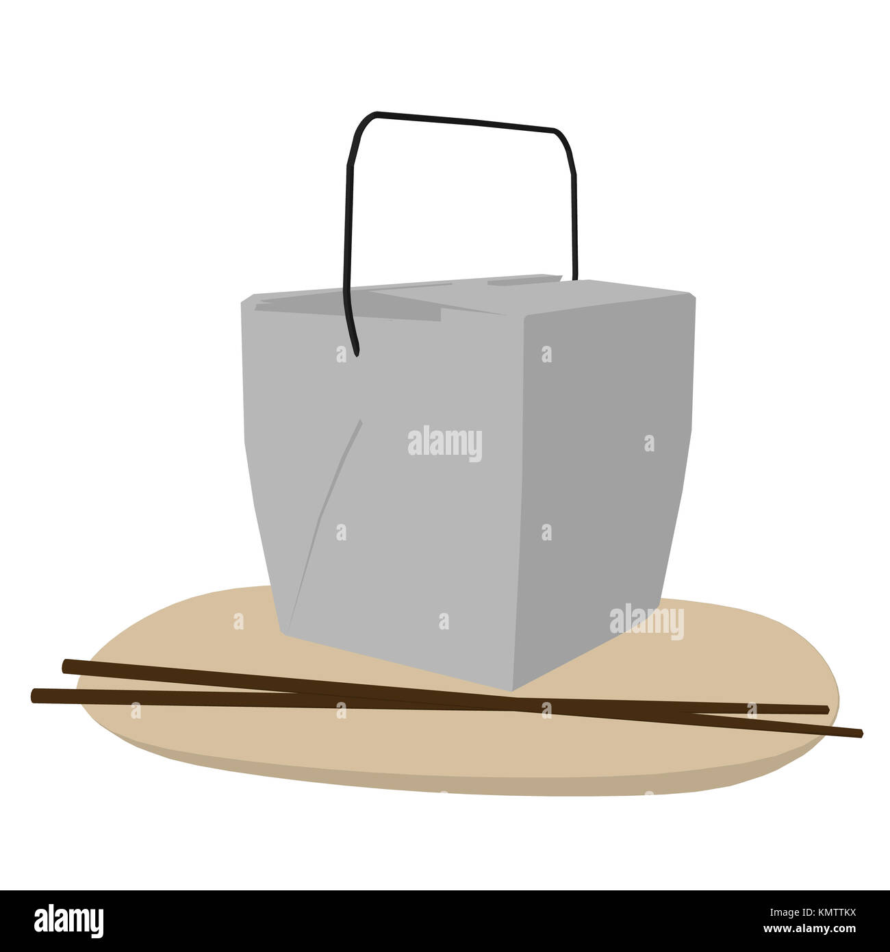Takout Container and Chopsticks Illustration on a white background ...