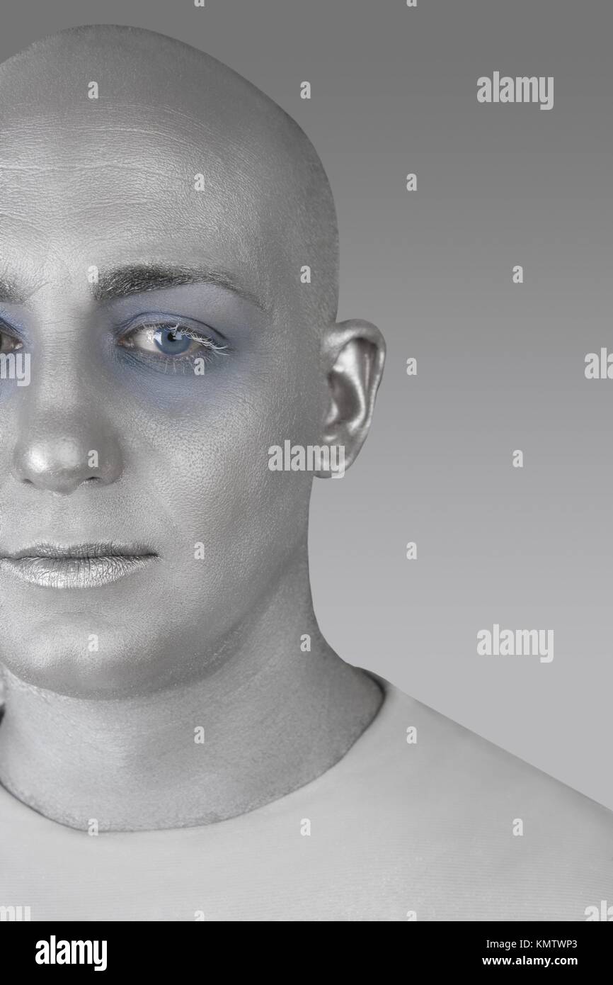 Alien man futuristic silver skin hi-res stock photography and images ...