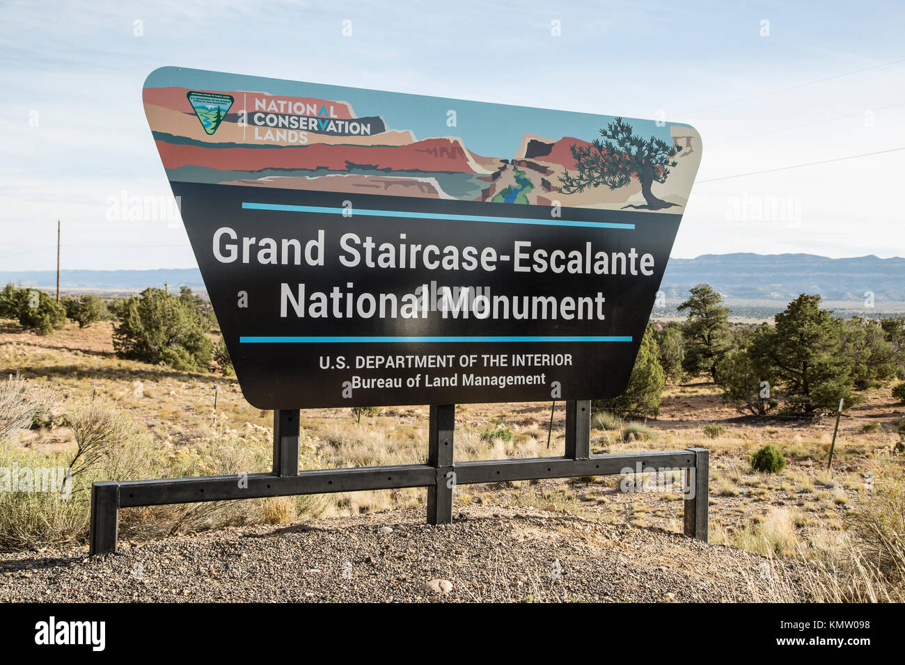 Grand staircase escalante national monument sign hi-res stock ...