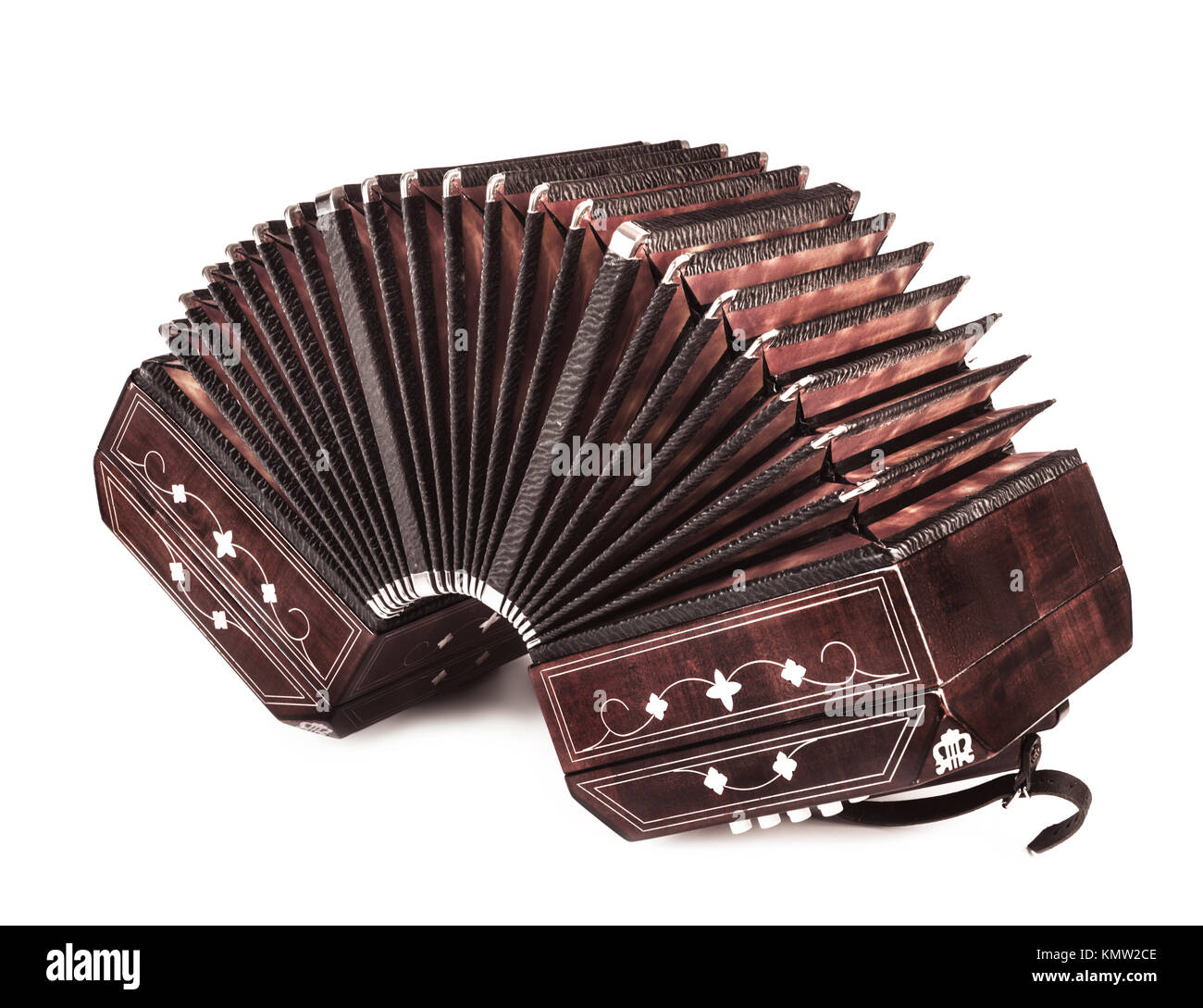 Bandoneon, tango instrument, three quarters view, toned image on white ...