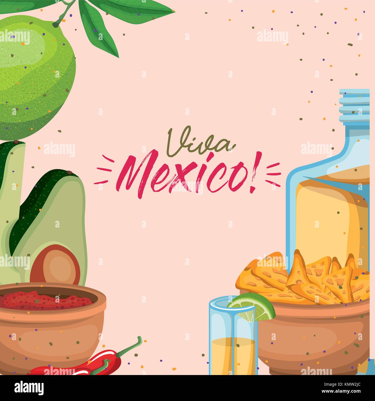 viva mexico colorful poster of mexican traditional drinks and foods ...