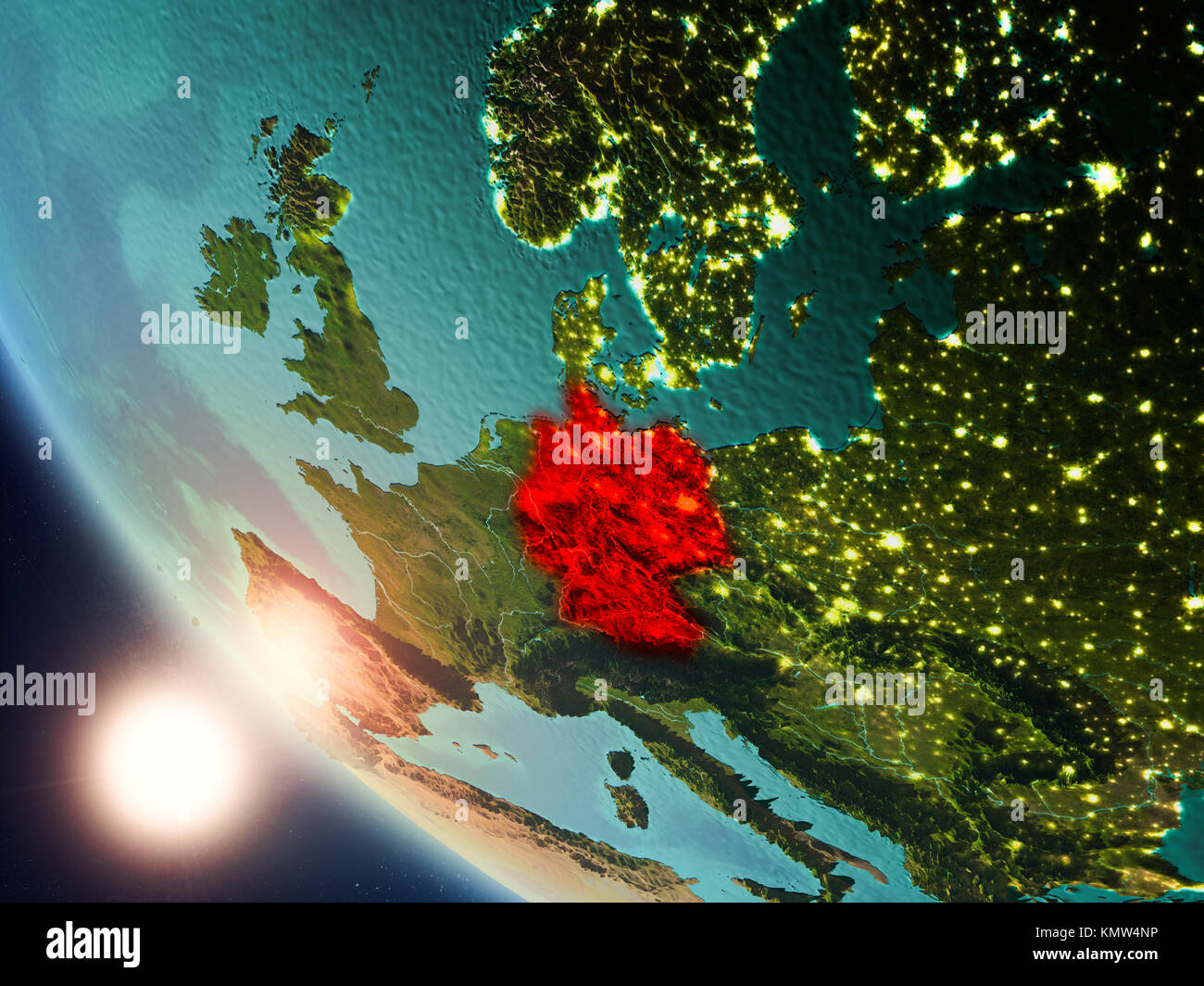 Highlighted satellite image of germany hi-res stock photography and ...