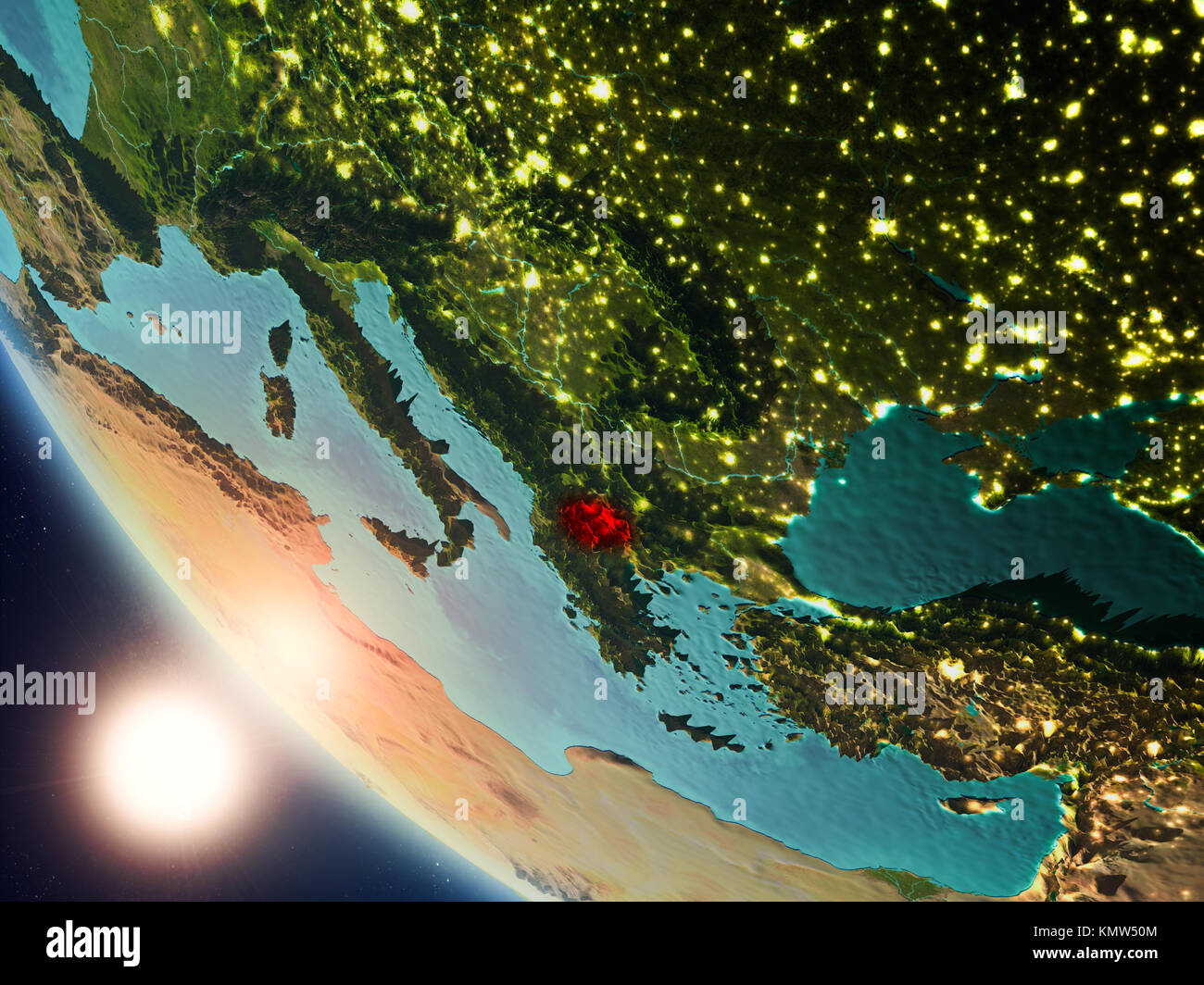 Highlighted satellite image of macedonia hi-res stock photography and ...