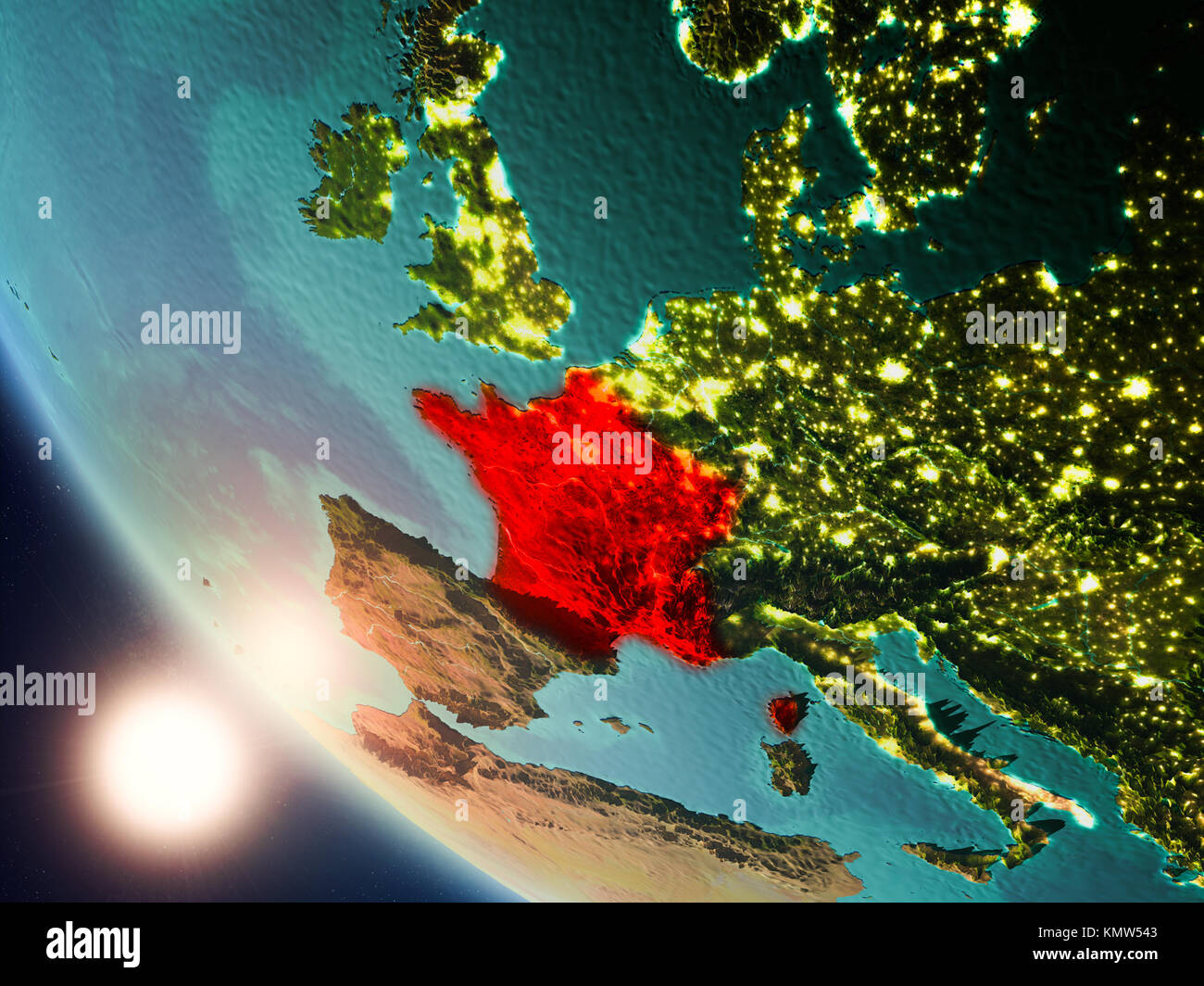 Highlighted satellite image of france hi-res stock photography and ...