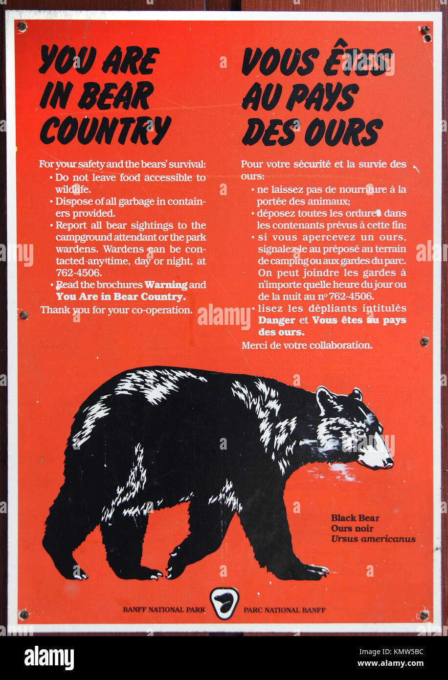 Bear warning sign, canada hi-res stock photography and images - Alamy
