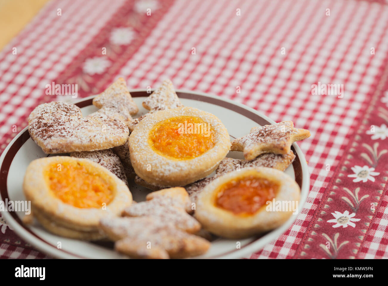 Christmas cookies, traditional shortbread Christmas cakes with jam and ...