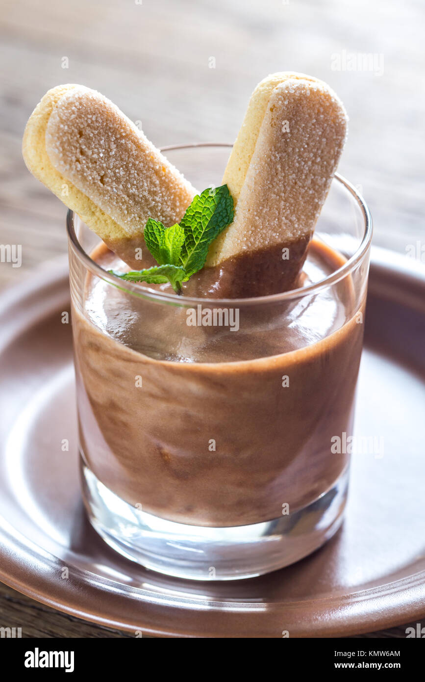 Chocolate mousse in glass Stock Photo - Alamy
