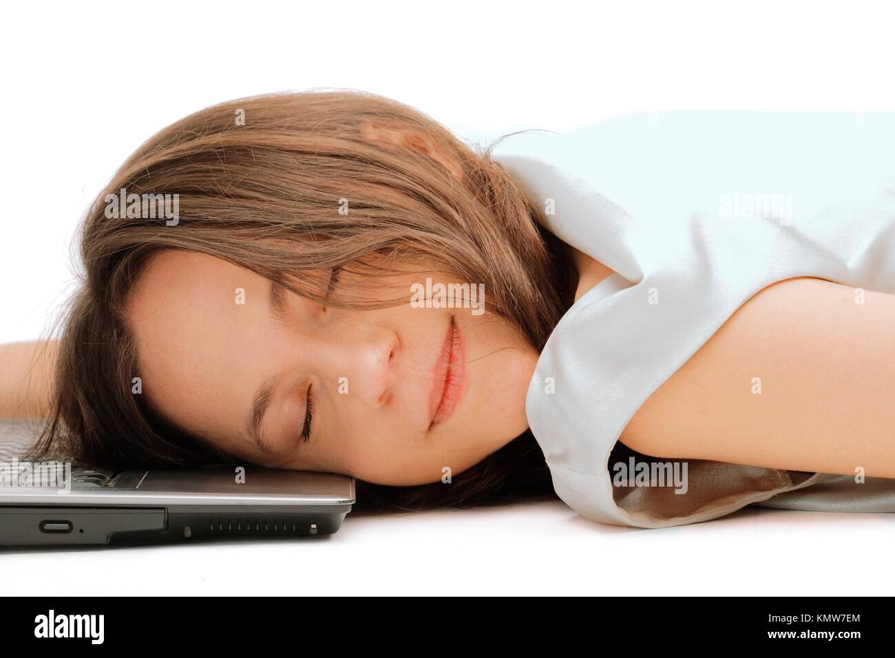 Woman sleeping on keyboard laptop hi-res stock photography and images ...